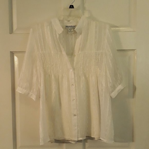 NorthStyle | Tops | Womens Sheer White Blouse By North Style Size Small ...